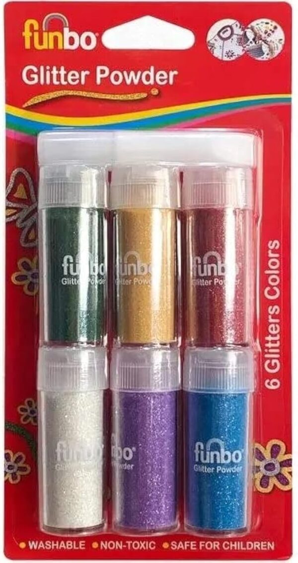 FUNBO Glitter Powder 6 Colors with Glue - LE GÉANT DES BEAUX-ARTS